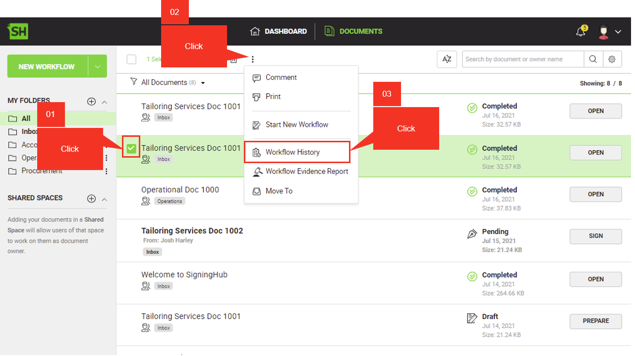 View workflow history