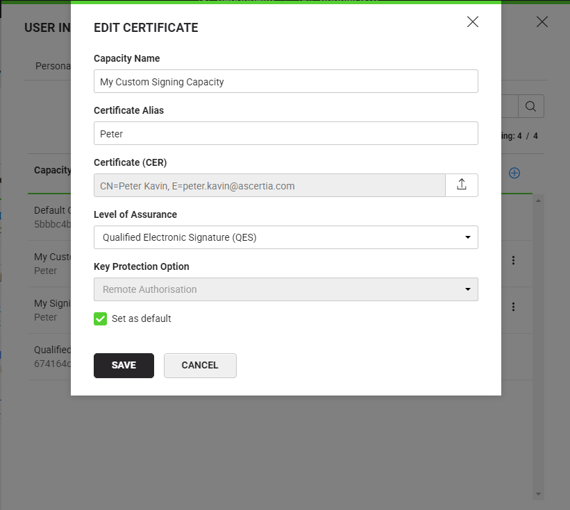 Manage Signing Certificates