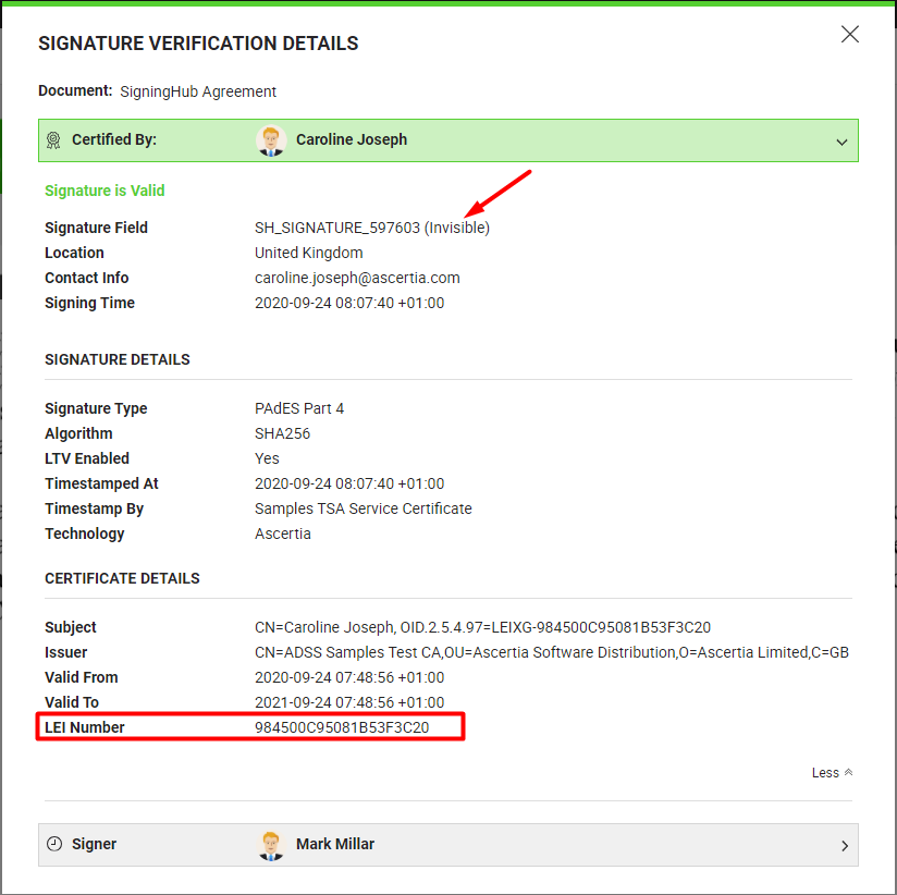 View verification details